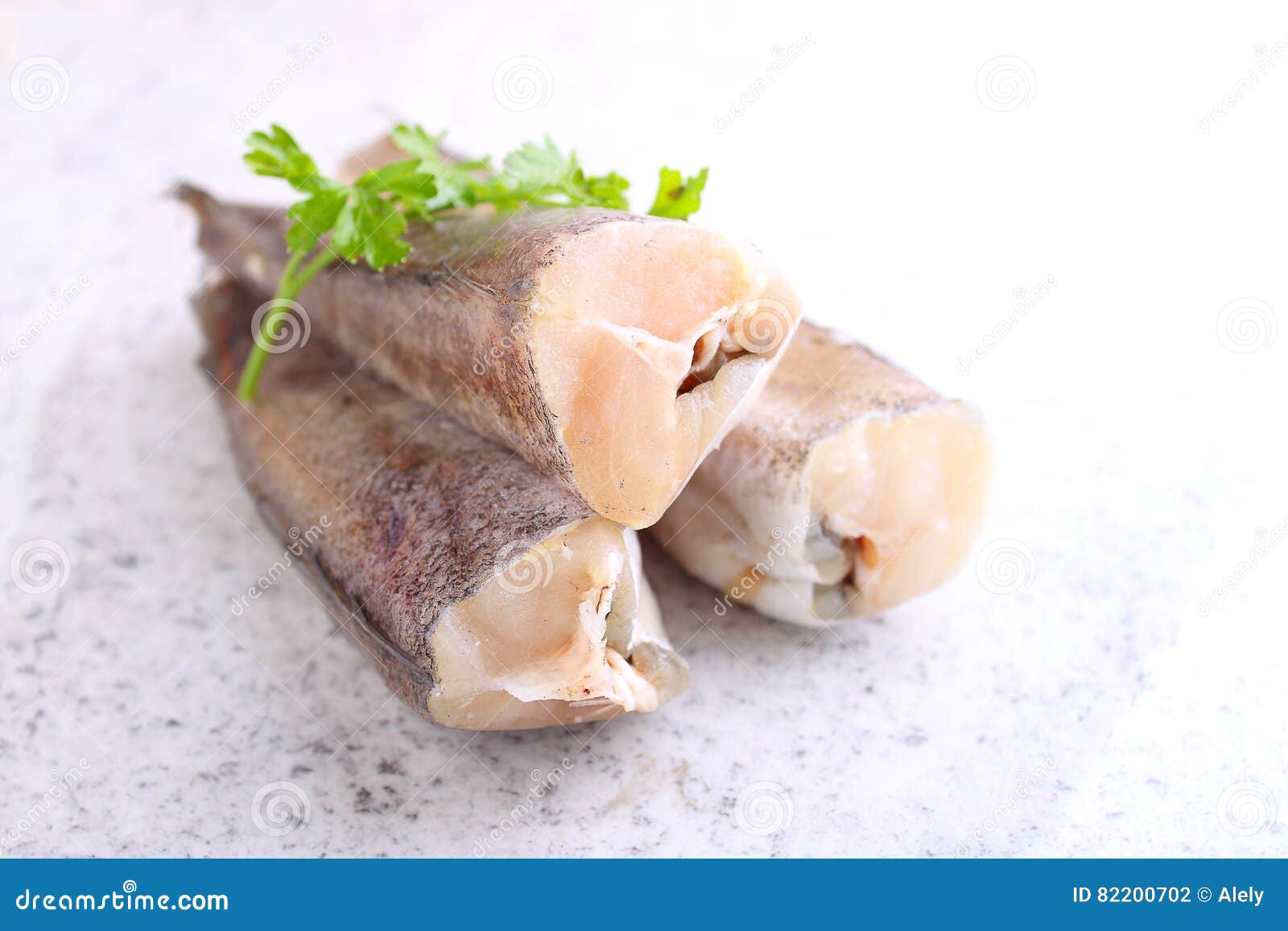 Raw Fish Hake in White Packaging Decorated Stock Photo - Image of ...