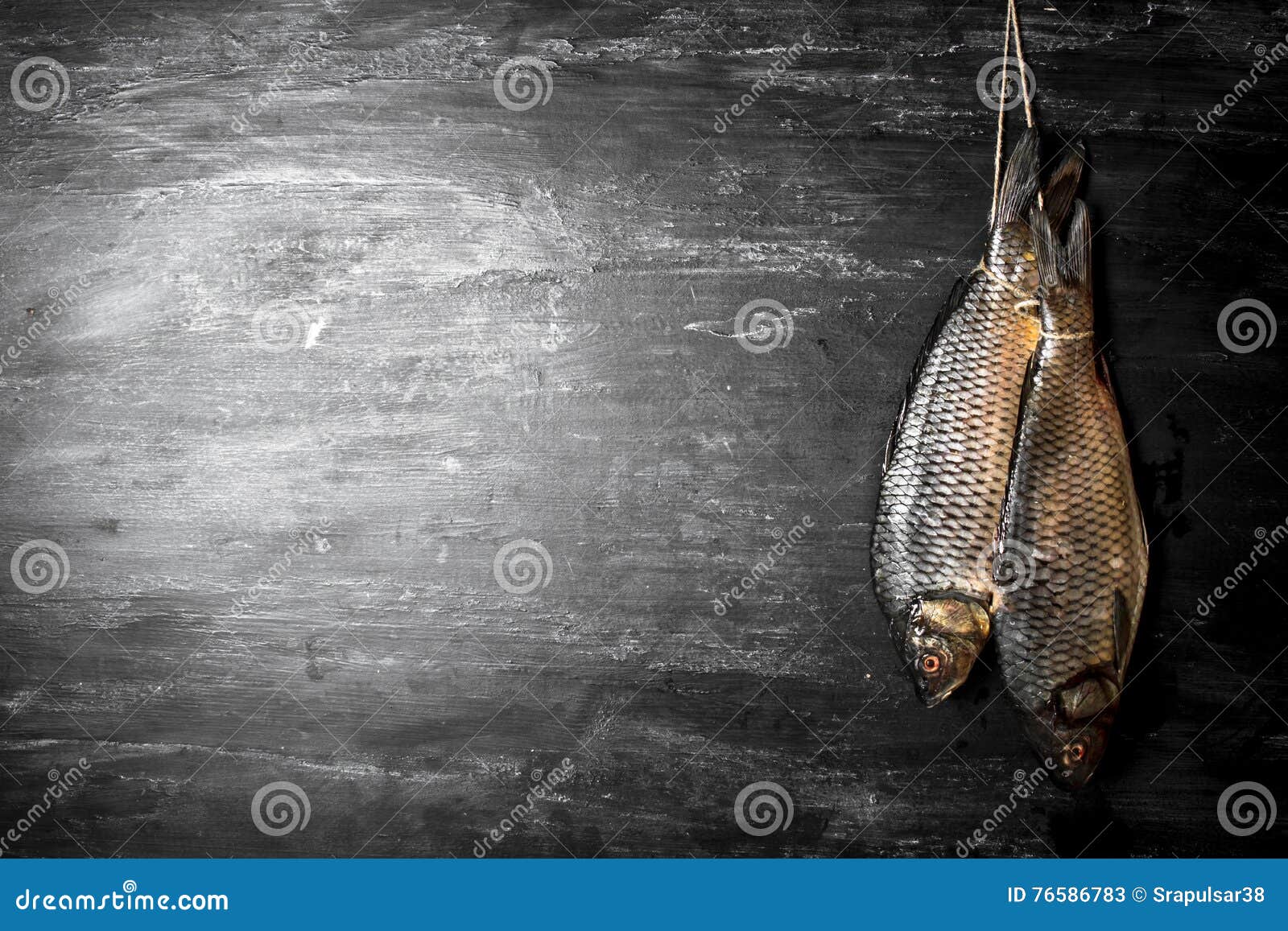 Raw Fish Hanging on a Rope. Stock Image - Image of background, meal ...