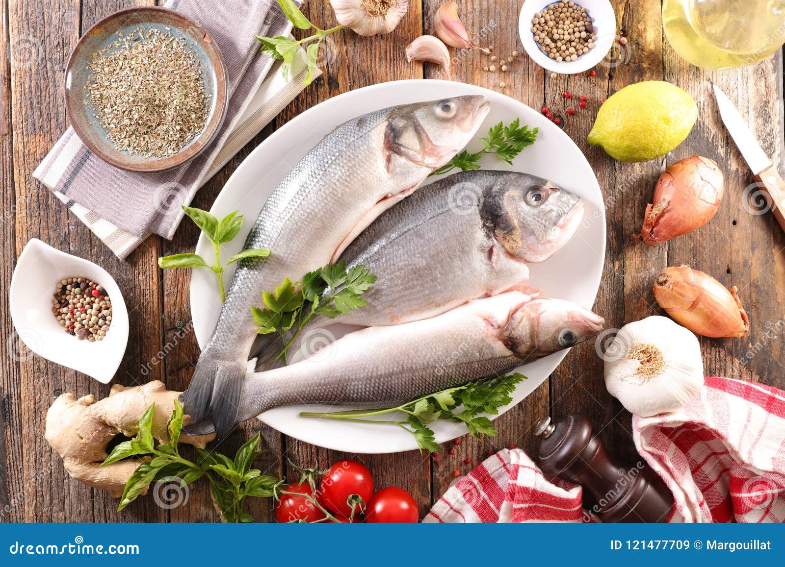 Raw fish stock image. Image of assorted, spice, cook - 121477709