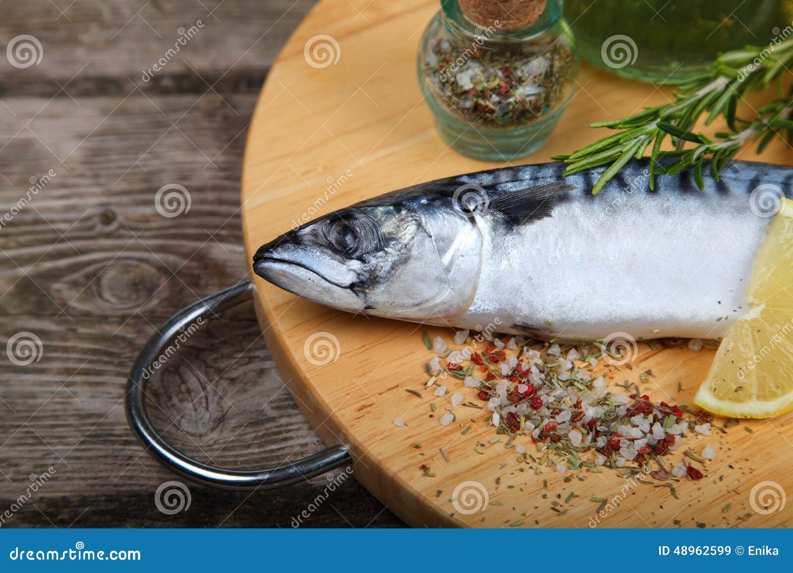 Raw Fish with Lemon and Rosemary Stock Image - Image of dinner, food ...
