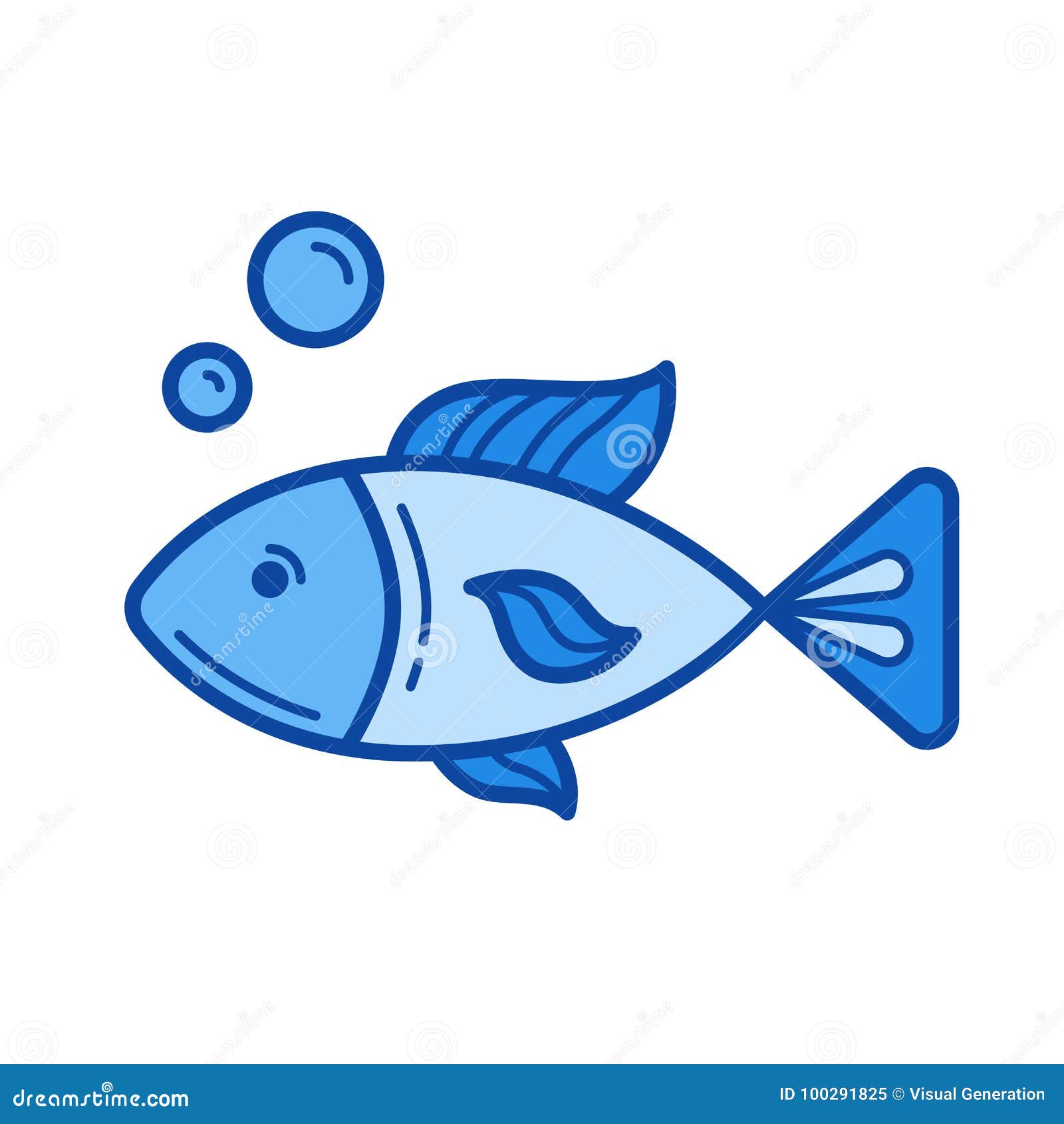Raw fish line icon. stock vector. Illustration of background - 100291825