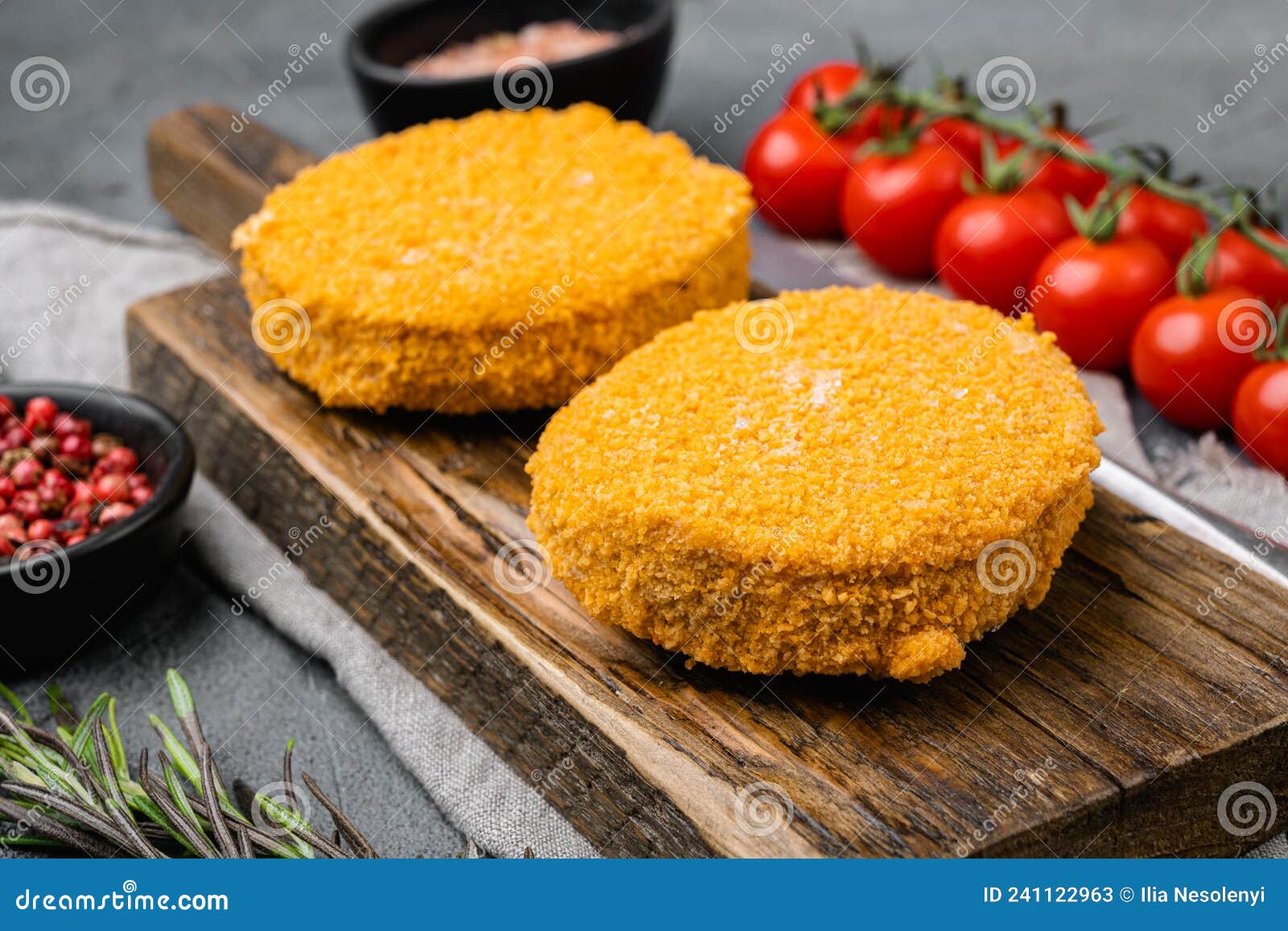 Raw Fish Patties, on Gray Stone Table Background Stock Image - Image of ...