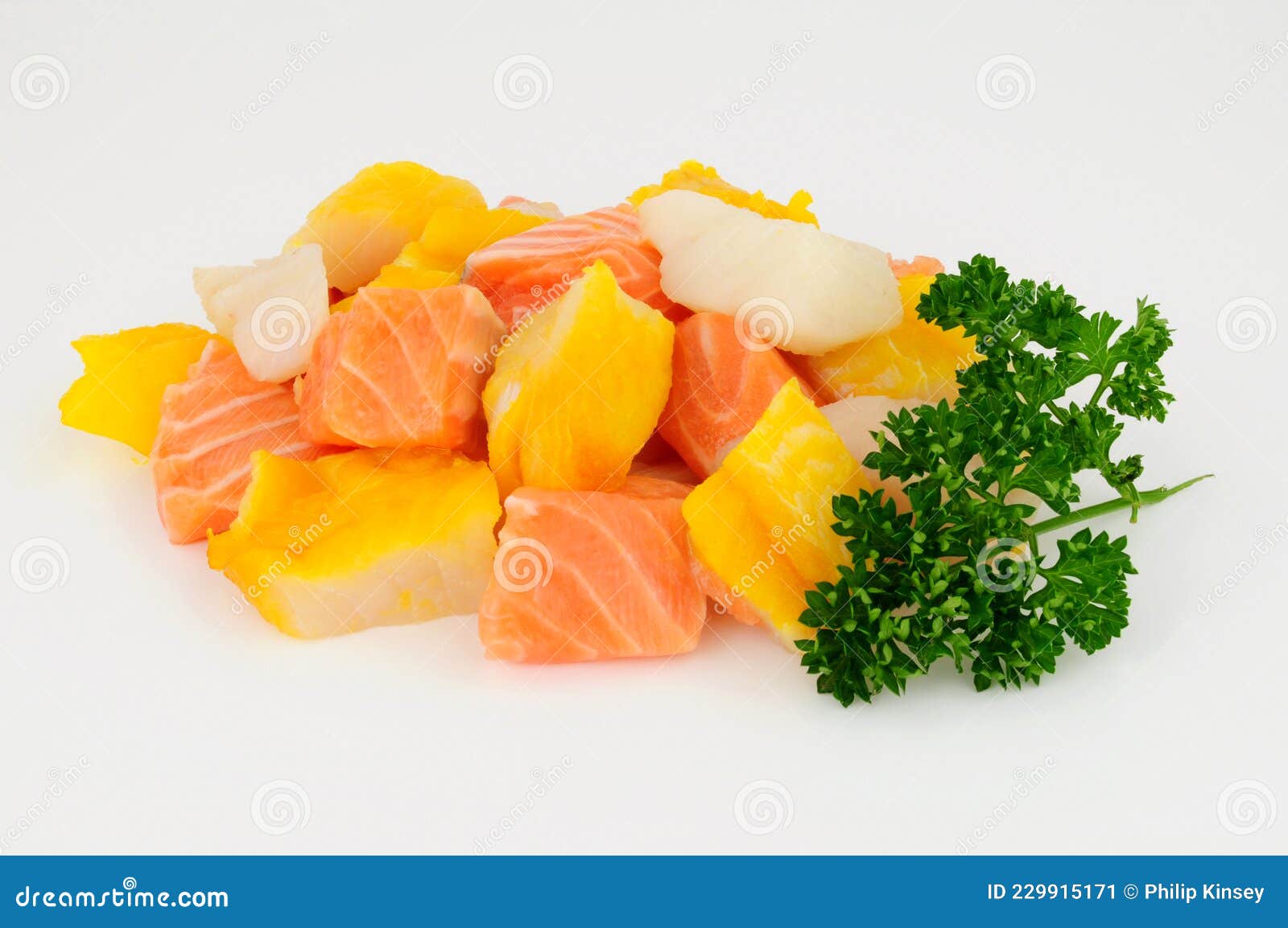 Raw Fish Pie Mix stock image. Image of chunks, fish - 229915171