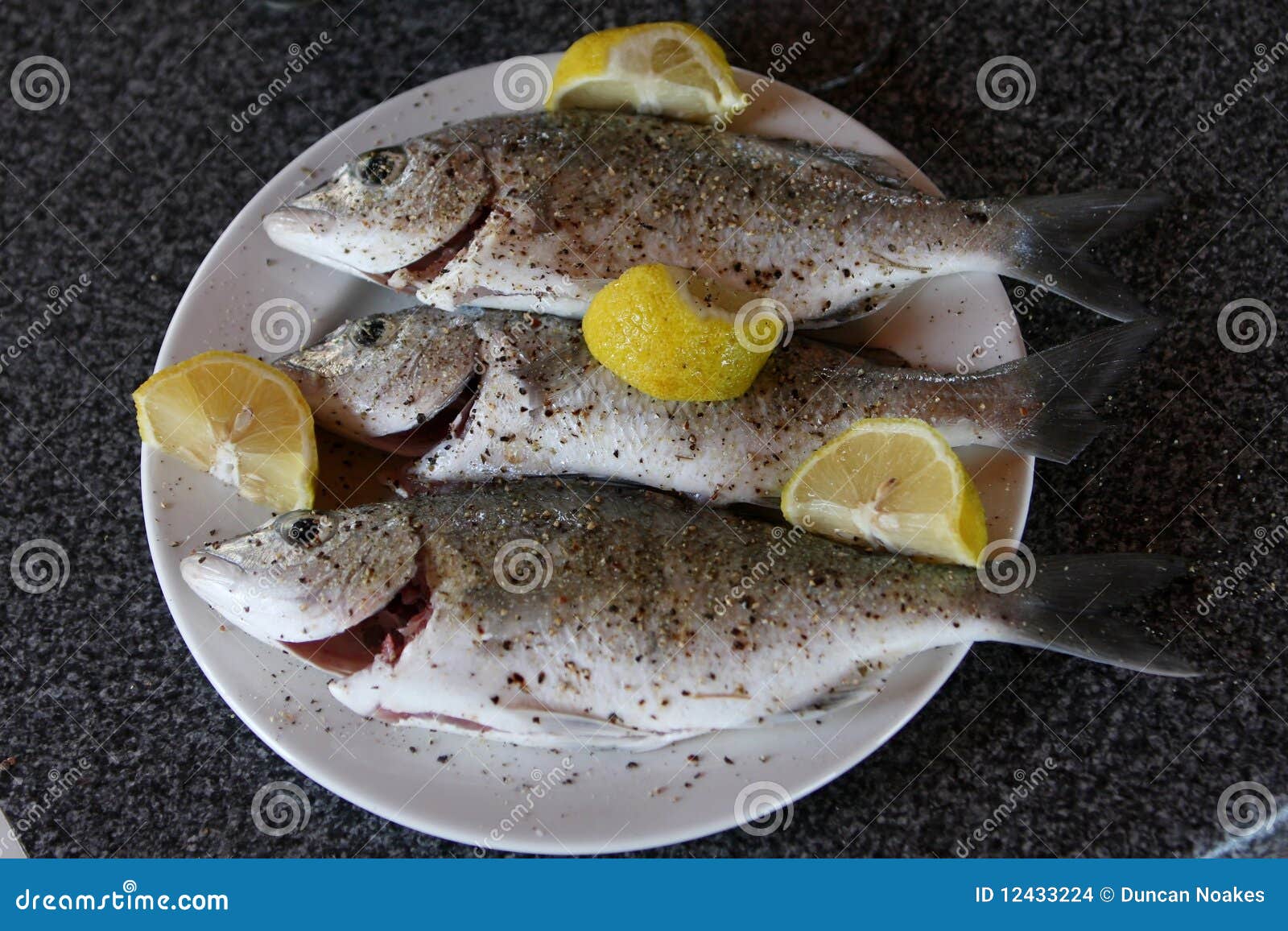 Raw Fish on Plate stock photo. Image of prepared, dish - 12433224