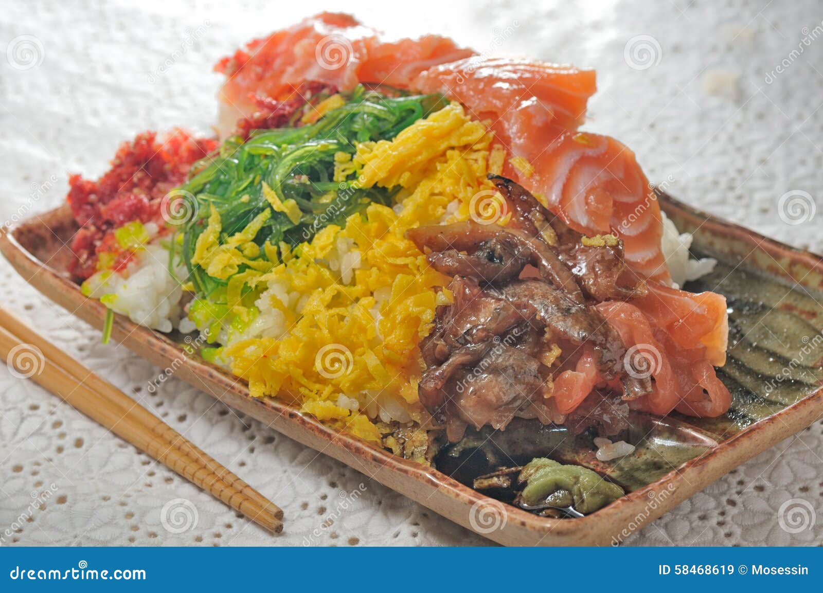 Raw fish rice stock image. Image of fish, assorted, platter - 58468619