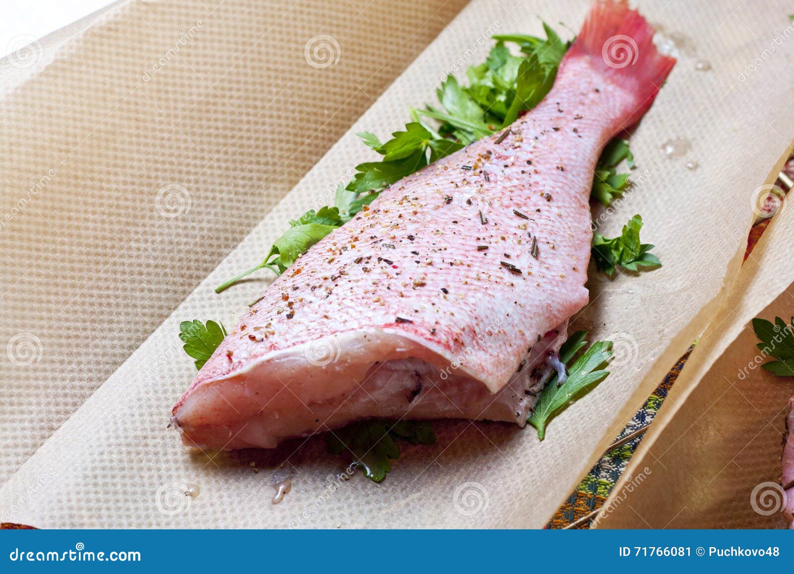 Raw fish stock image. Image of domestic, diet, bass, brown - 71766081