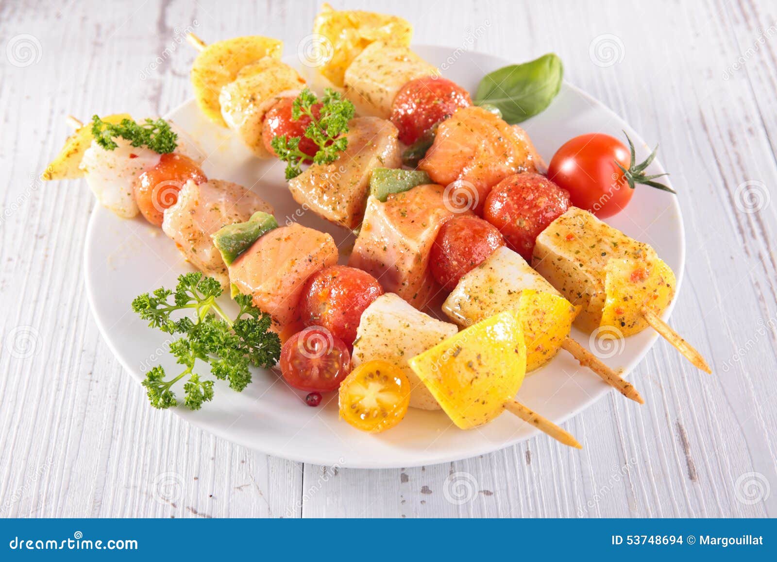 Raw fish skewer stock photo. Image of cuisine, healthy - 53748694