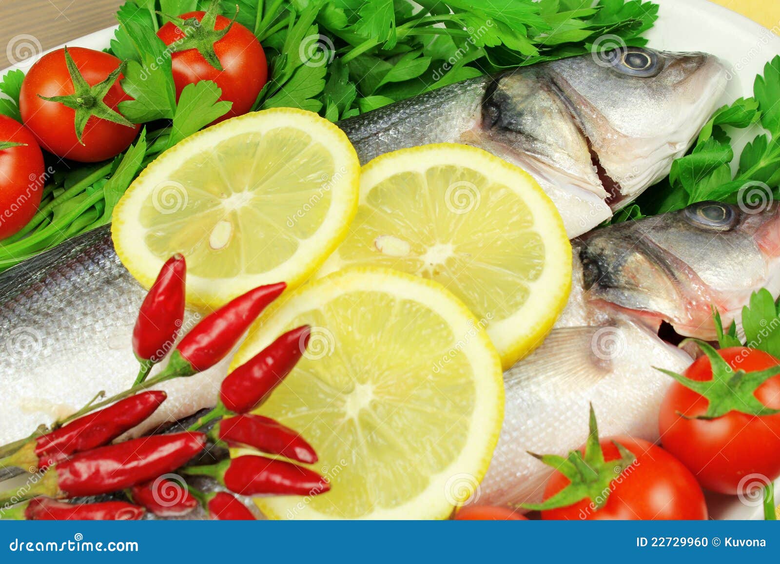 Raw fish with vegetables stock photo. Image of bass, restaurant - 22729960