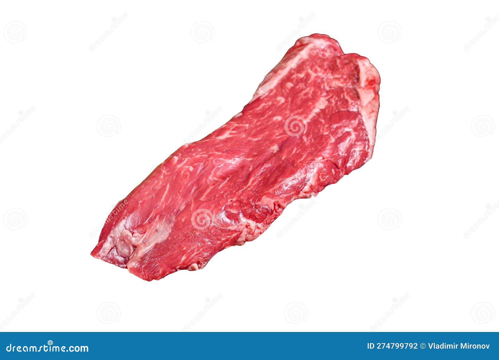 Raw Flank Beef Meat Steak. Isolated on White Background. Stock Photo ...