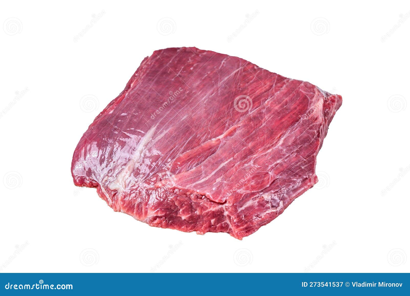 Raw Flank or Flap Beef Meat Steak. Isolated on White Background. Stock ...