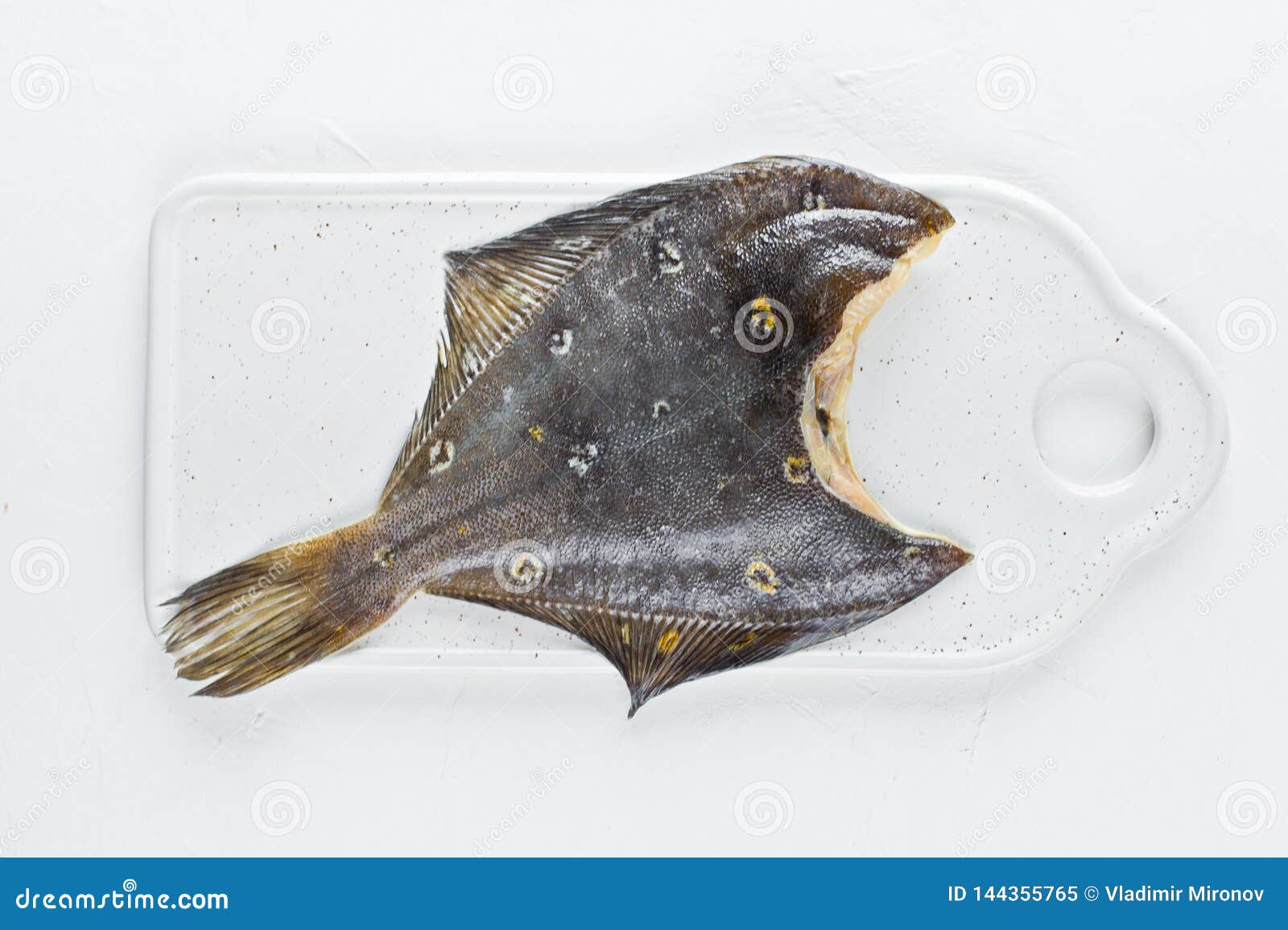 Raw Flounder. White Background, Top View. Stock Image - Image of eating ...