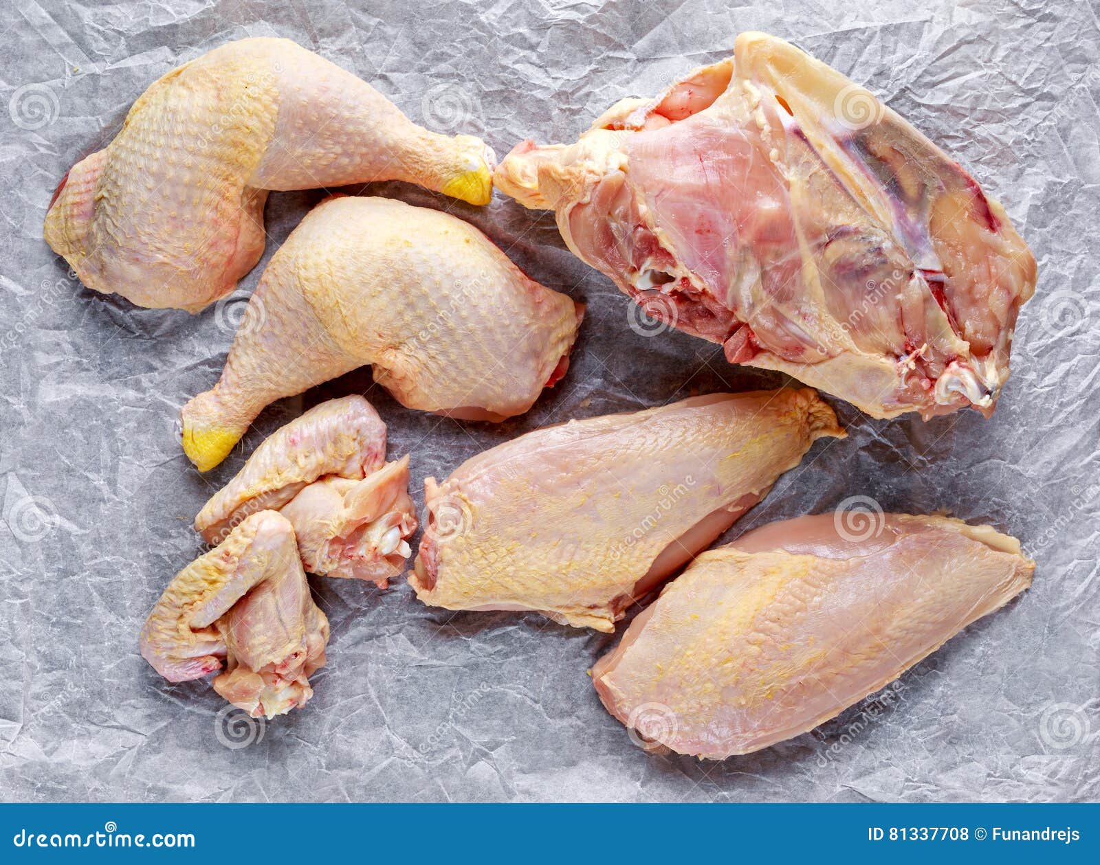 Raw Free Range Corn Fed Chicken Carved in Parts Stock Photo - Image of ...