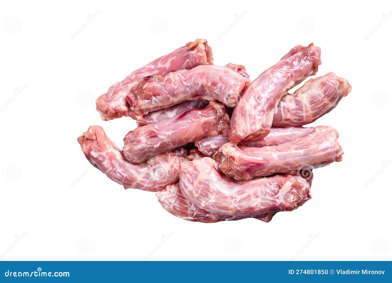 Raw Fresh Chicken Neck Meat. Isolated on White Background. Stock Photo ...