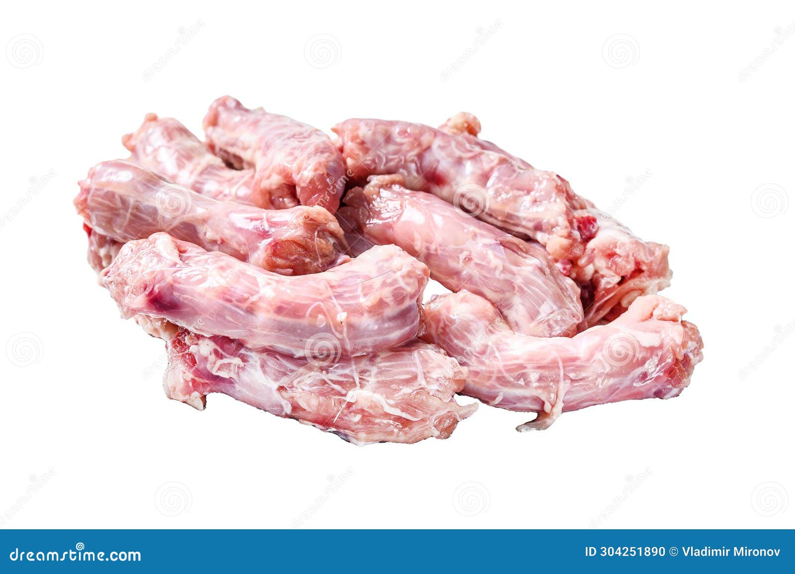 Raw Fresh Chicken Neck Meat. Isolated on White Background, Top View ...