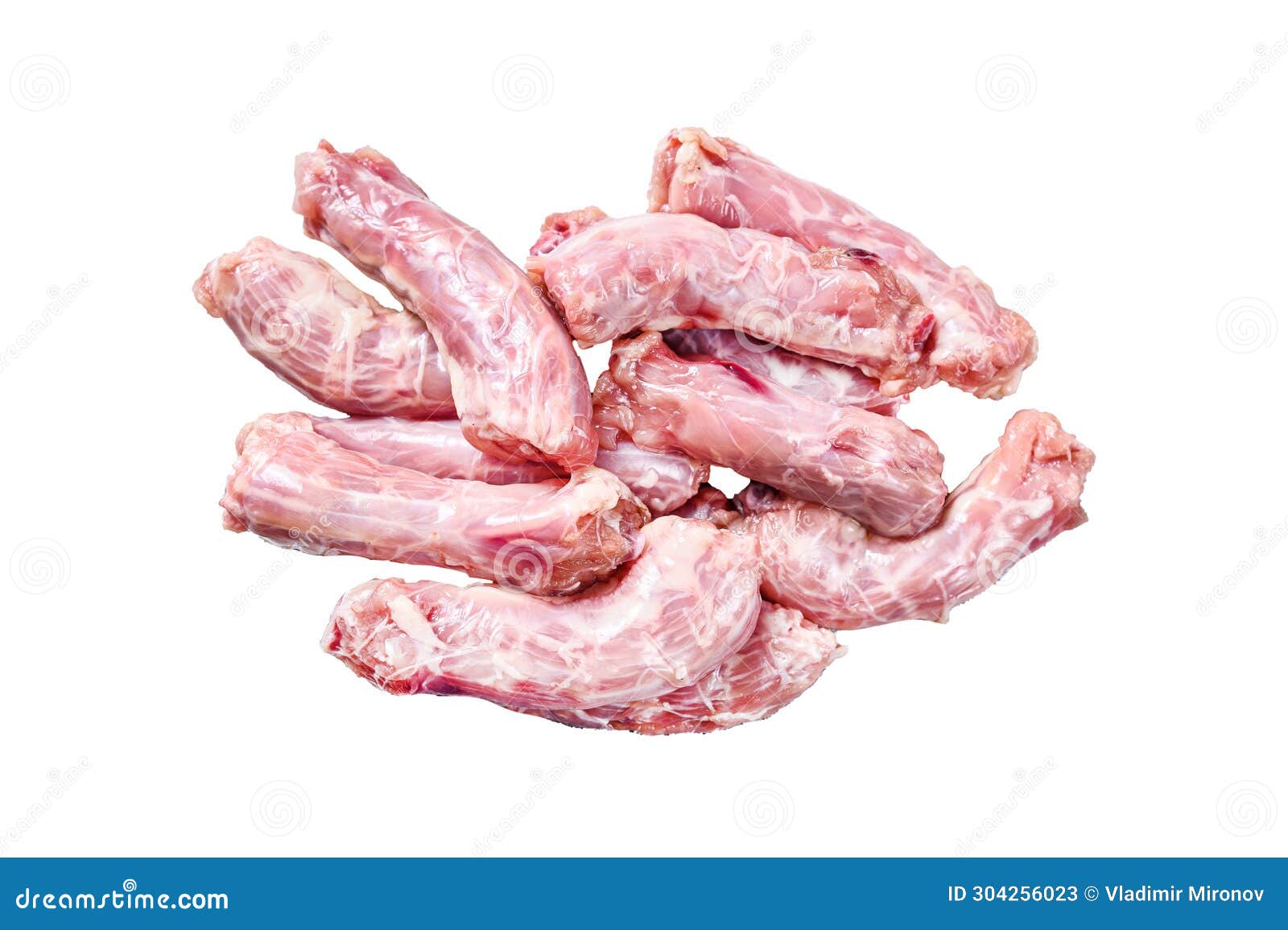 Raw Fresh Chicken Neck Meat. Isolated on White Background, Top View ...