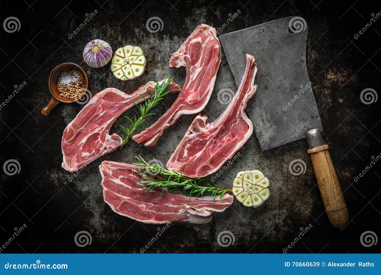 Raw Fresh Lamb Meat on Dark Background Stock Image - Image of knife ...