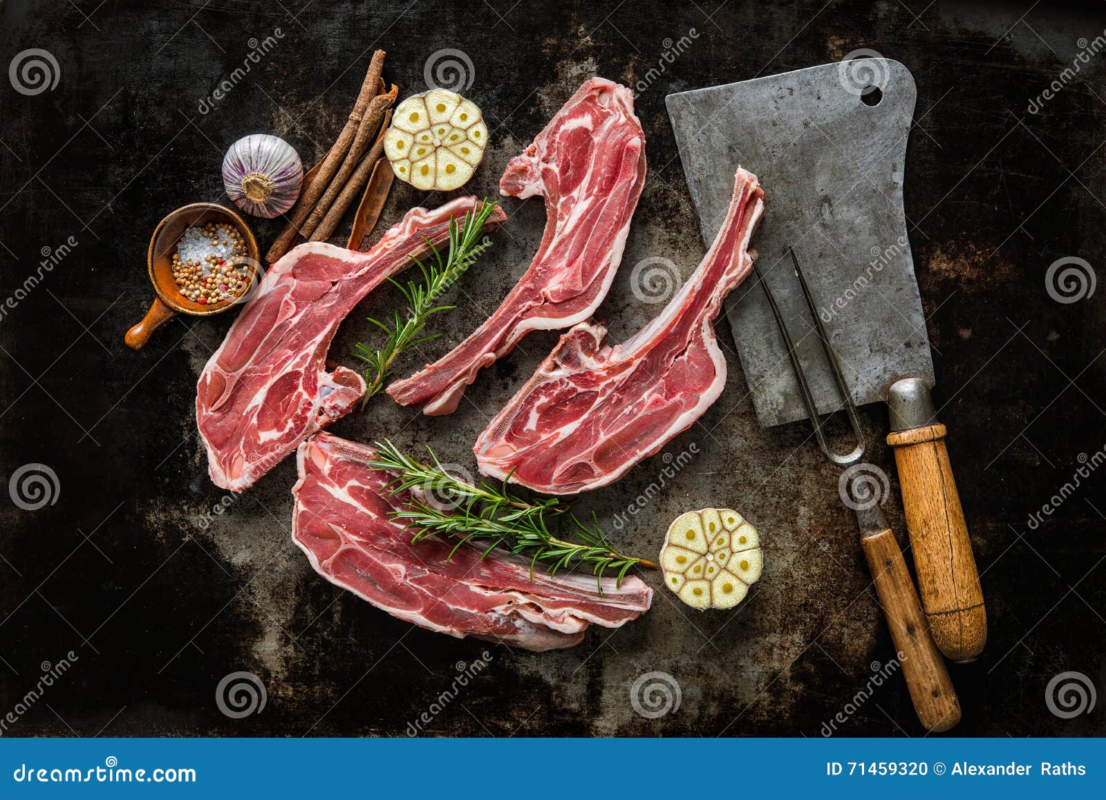 Raw Fresh Lamb Meat on Dark Background Stock Photo - Image of black ...