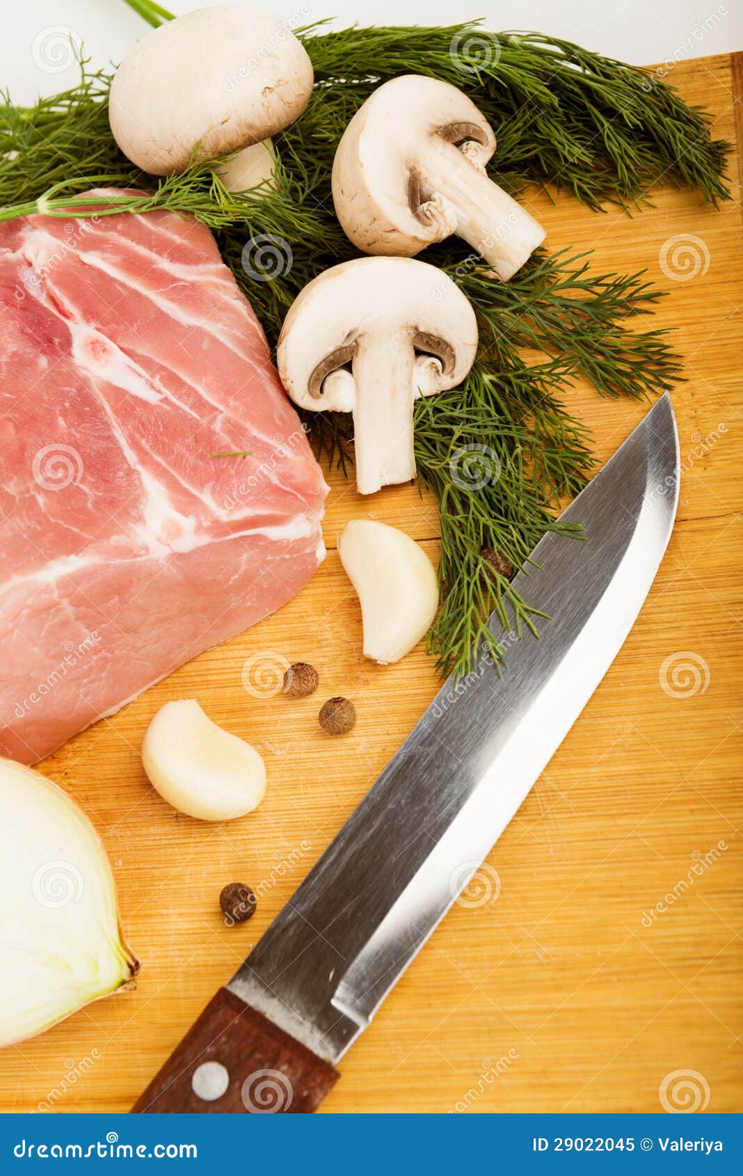 Raw Fresh Meat on Board with Condiments Stock Image - Image of ...