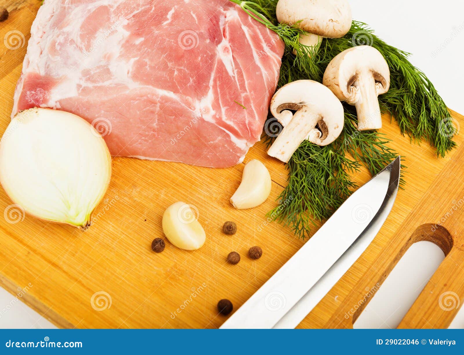 Raw Fresh Meat on Board with Condiments Stock Photo - Image of grocery ...