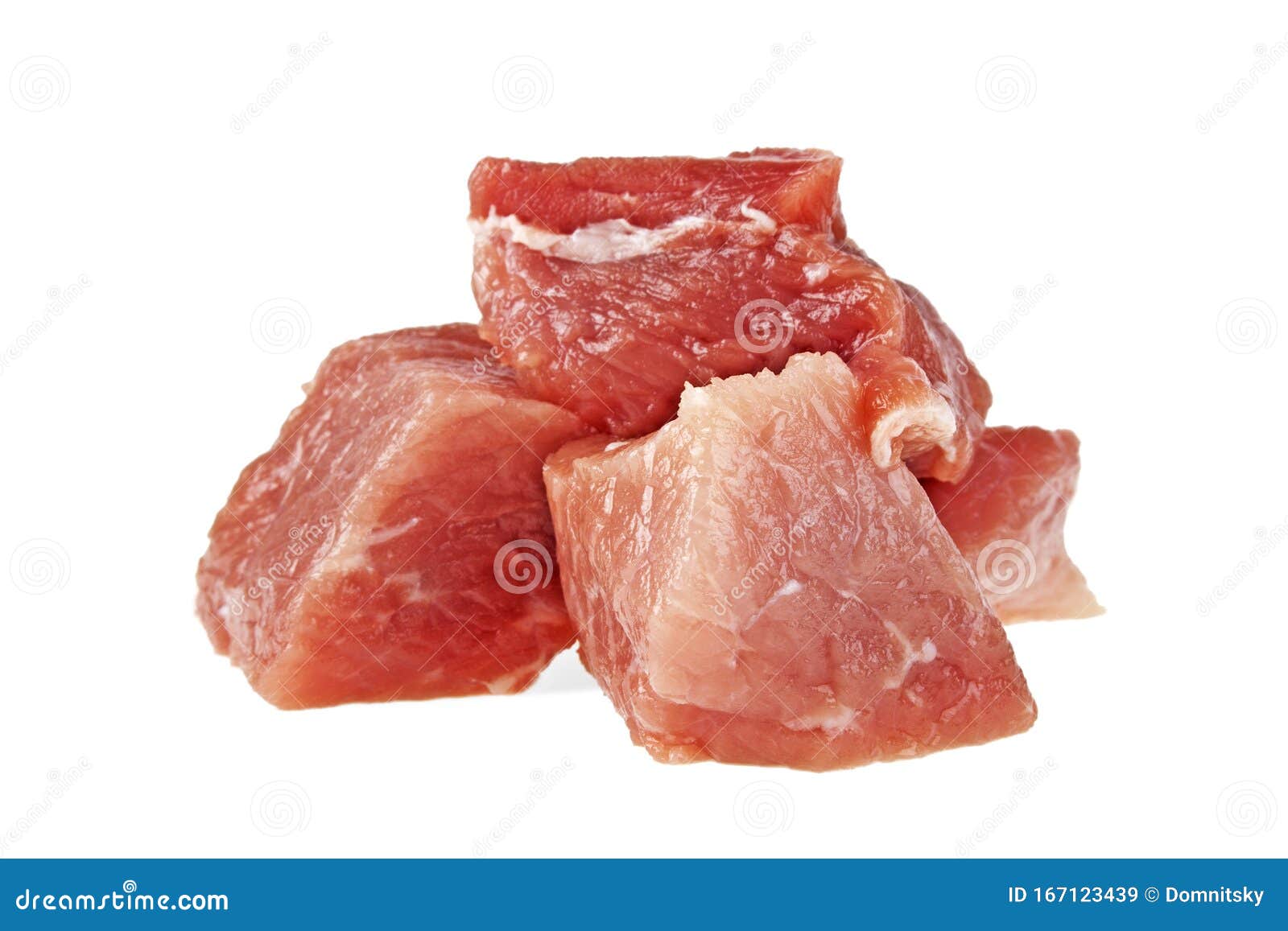 Raw Fresh Meat Chunks Isolated on White Background Stock Image - Image ...