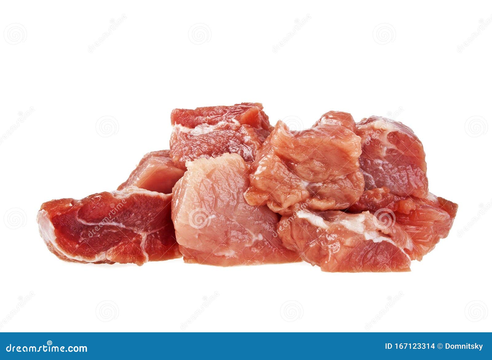 Raw Fresh Meat Chunks Isolated on White Background Stock Photo - Image ...