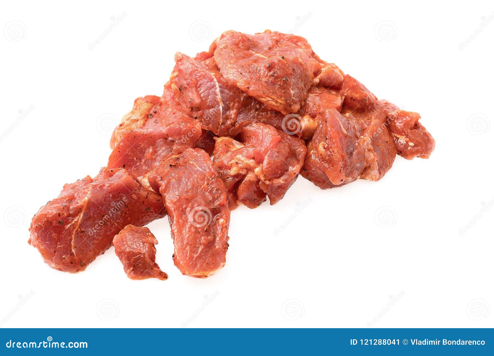 Raw Fresh Meat Chunks Isolated on White, Ready for Barbecue. Stock ...