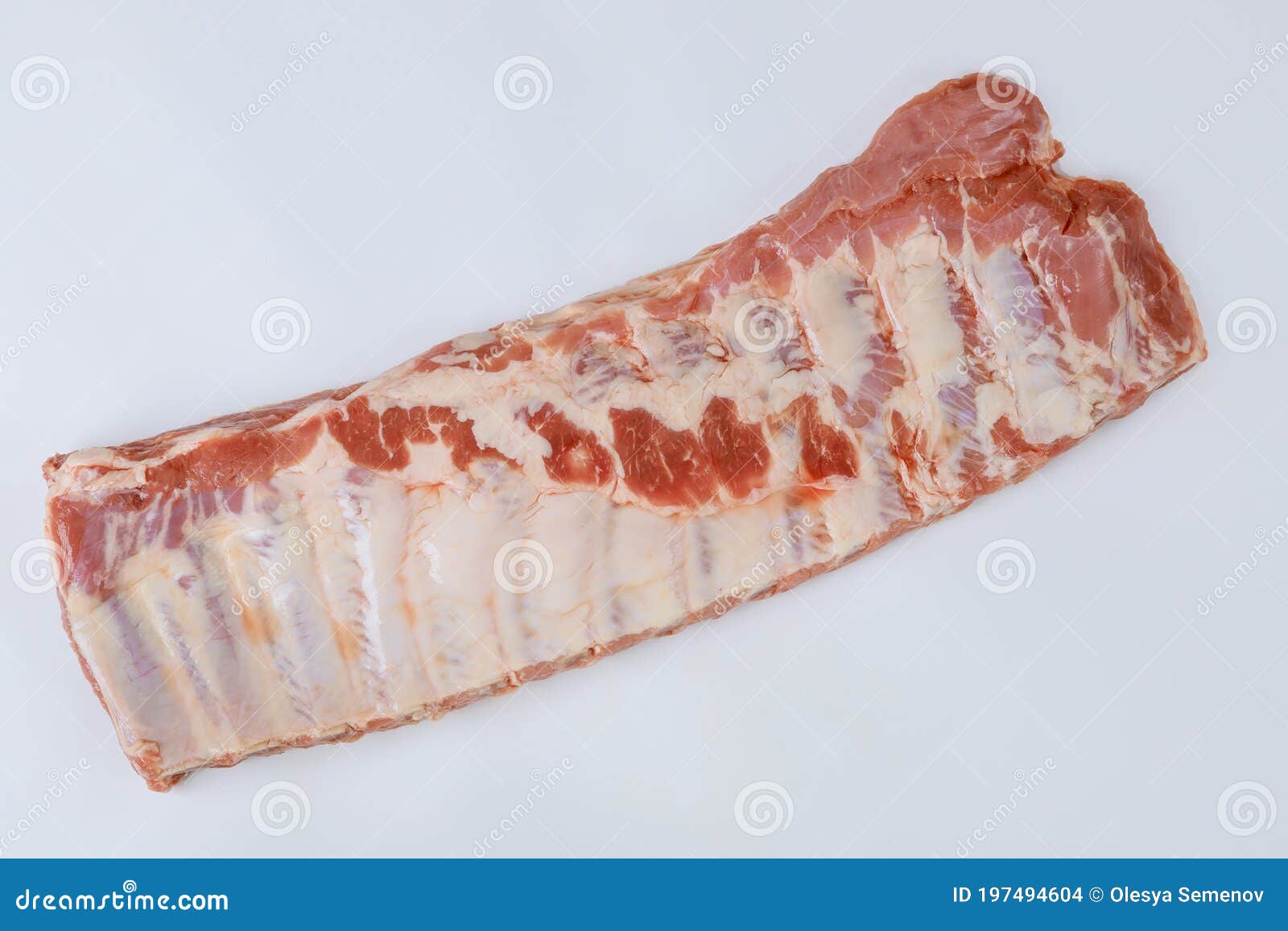 Raw Fresh Meat Ribs Row with Isolated on White Background Stock Photo ...