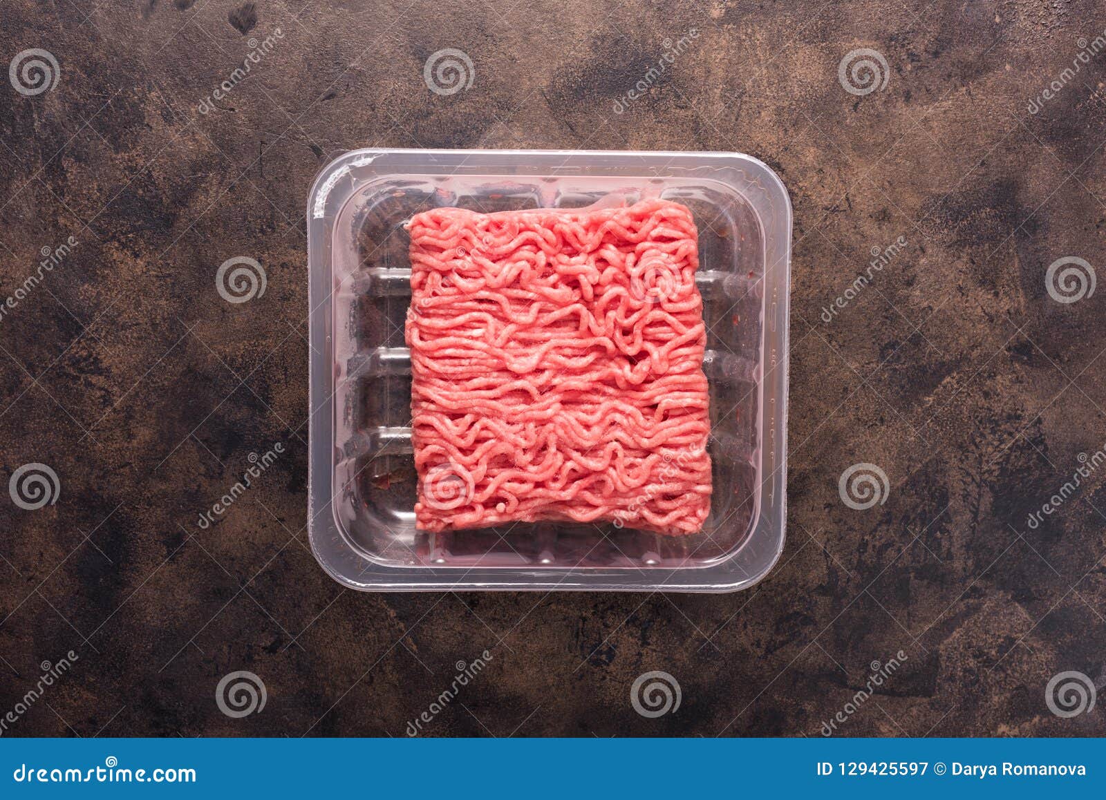 Raw Fresh Minced Meat in a Black Plastic Container Stock Image - Image ...