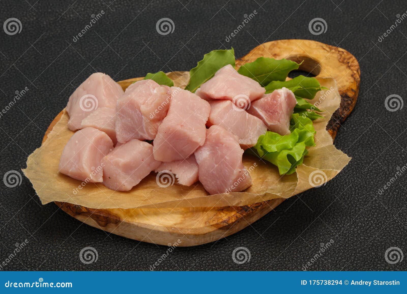 Raw fresh pork meat cube stock photo. Image of pieces - 175738294