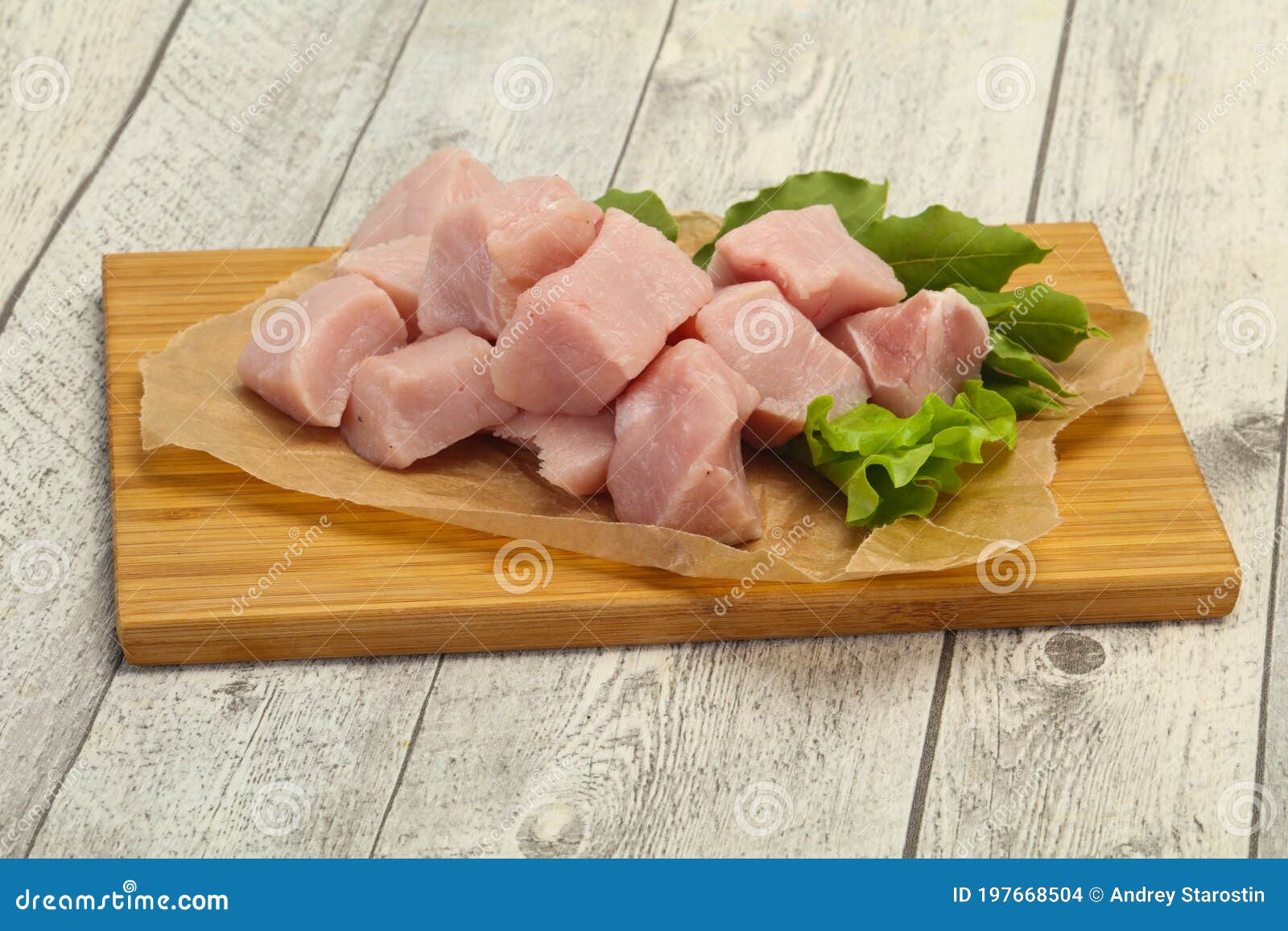 Raw fresh pork meat cube stock photo. Image of sirloin - 197668504