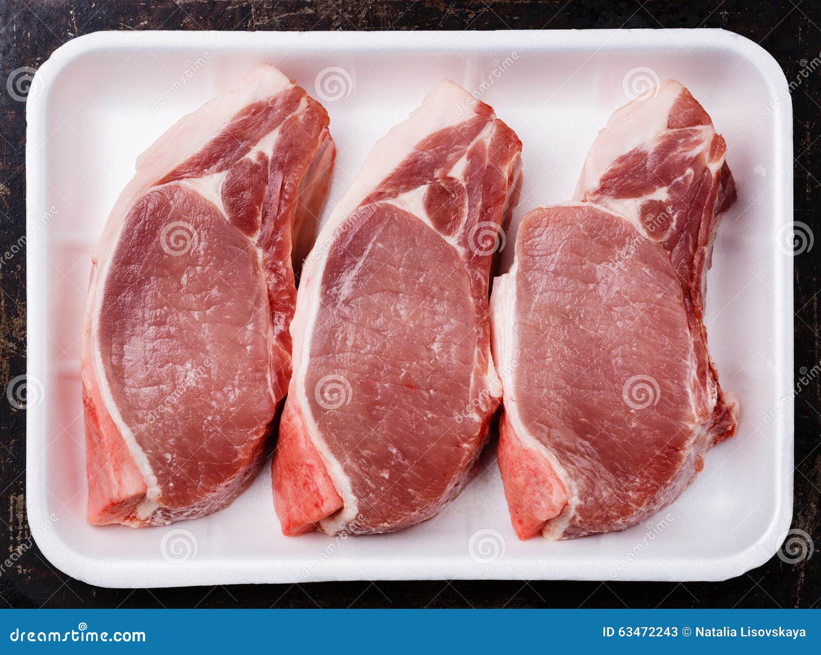 Raw Fresh Pork Meat Steak on Bone Stock Image - Image of uncooked ...
