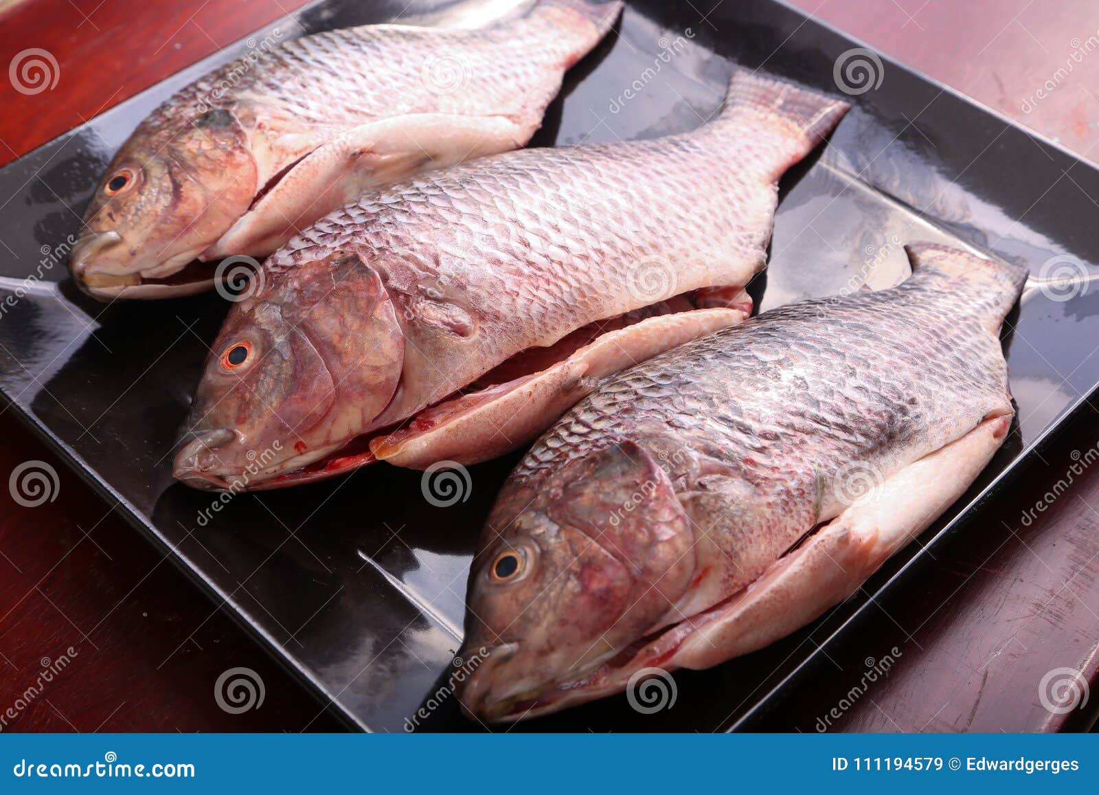 Fresh Raw Tilapia Fish stock image. Image of fishmonger - 111194579