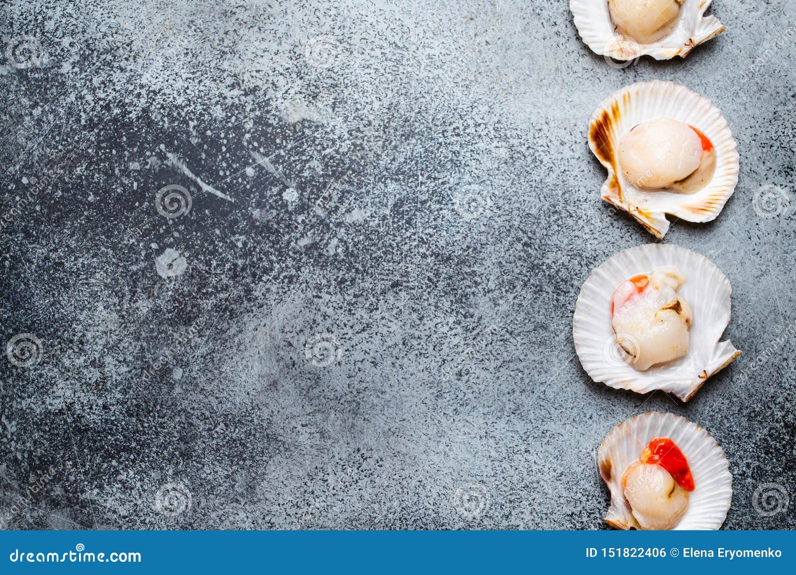Raw Fresh Uncooked Scallops Stock Photo - Image of stone, mollusk ...