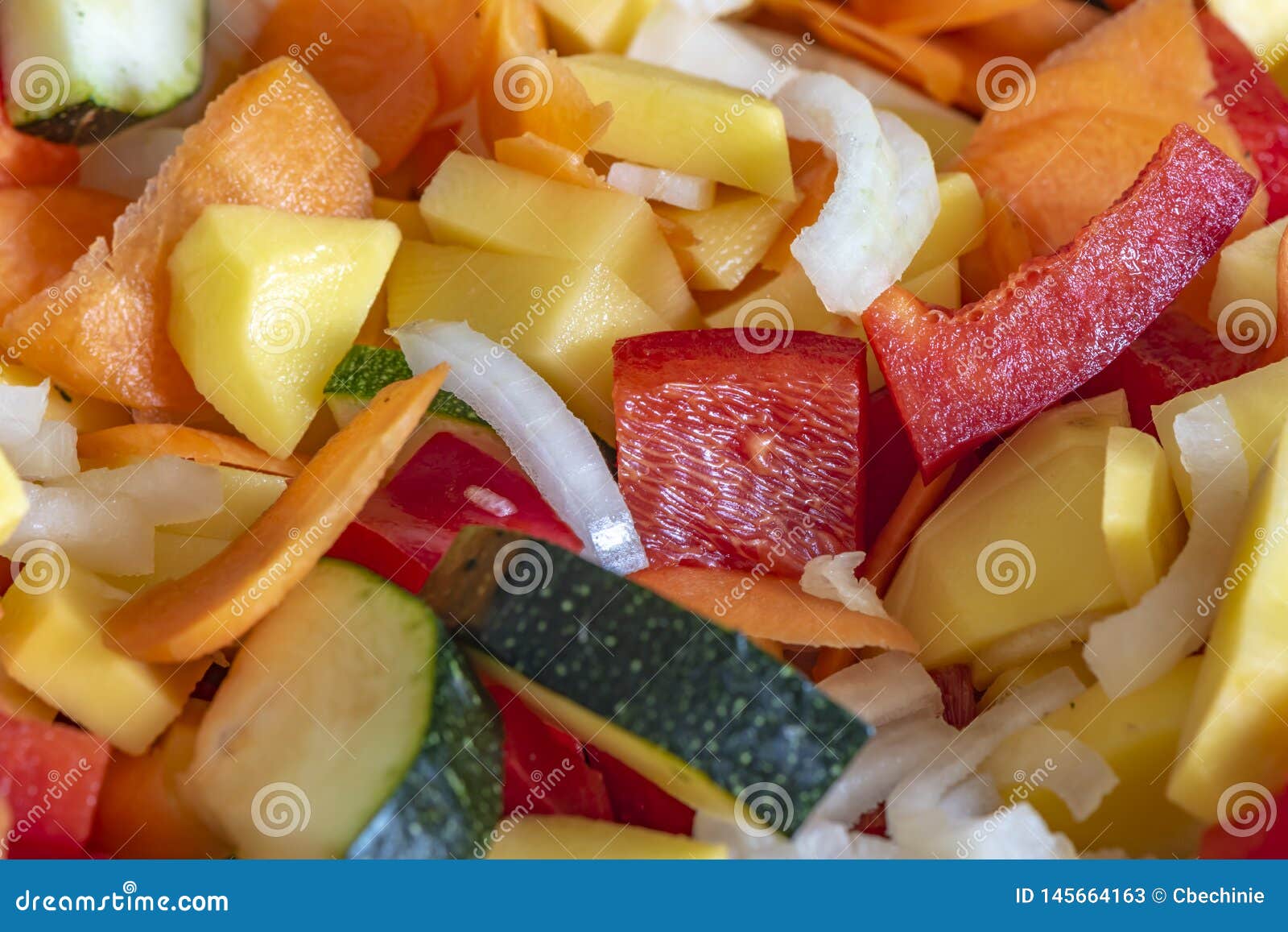 Raw Fresh Vegetables Cut and Mixed for Further Processing Stock Image ...