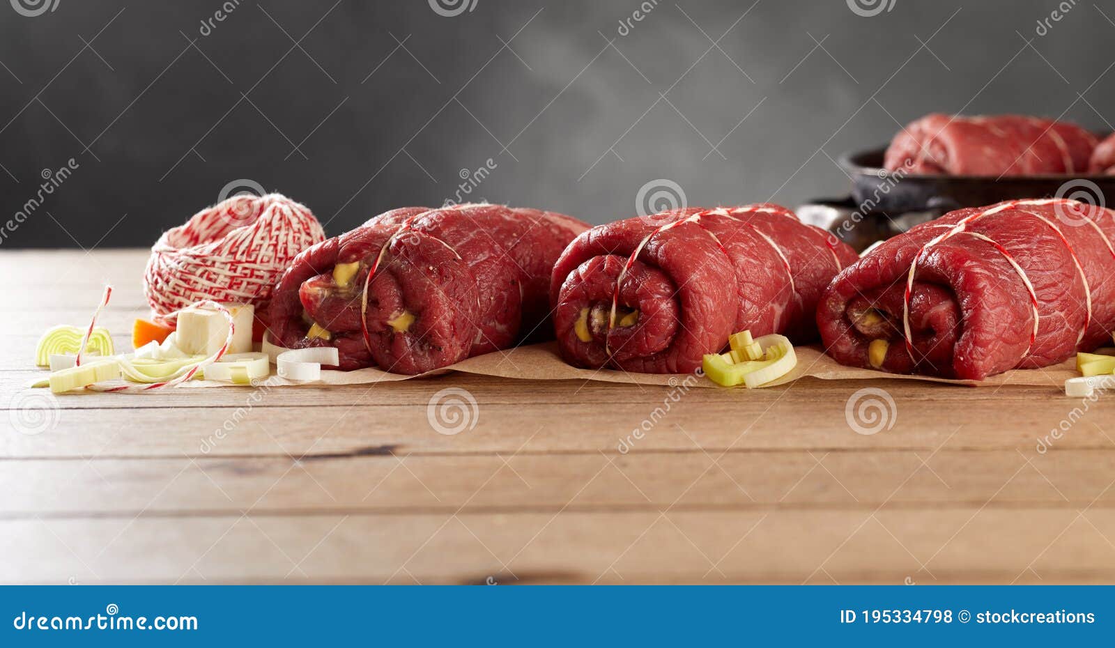 Raw German Beef Roulades with Ingredients Stock Photo - Image of food ...