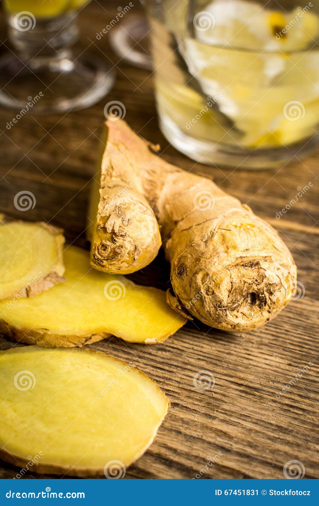 Raw ginger on wood table stock image. Image of herb, aroma - 67451831