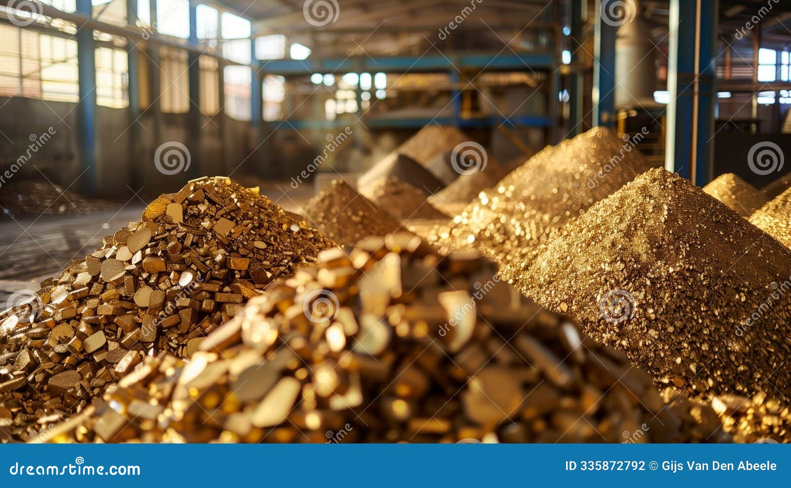 Raw Gold Ore Piles at Mining Facility Stock Illustration - Illustration ...