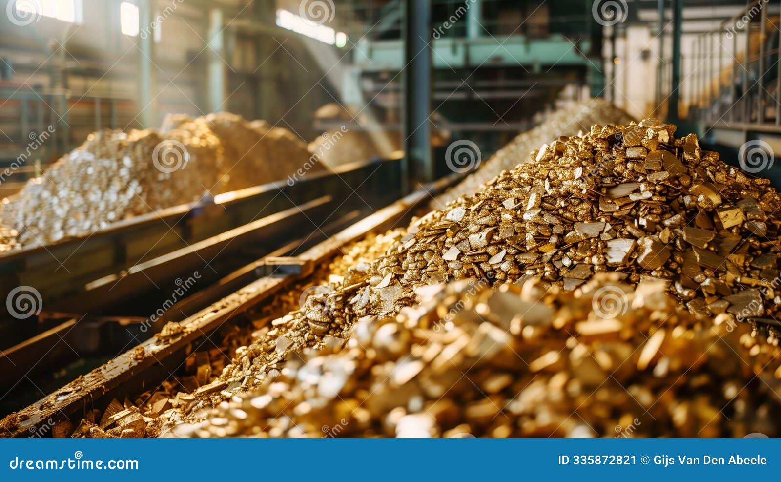 Raw Gold Ore Piles at Mining Facility Stock Illustration - Illustration ...