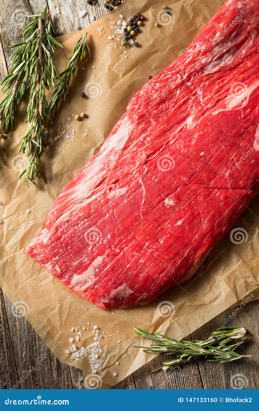 Raw Grass Fed Flank Steak stock photo. Image of beef - 147133160