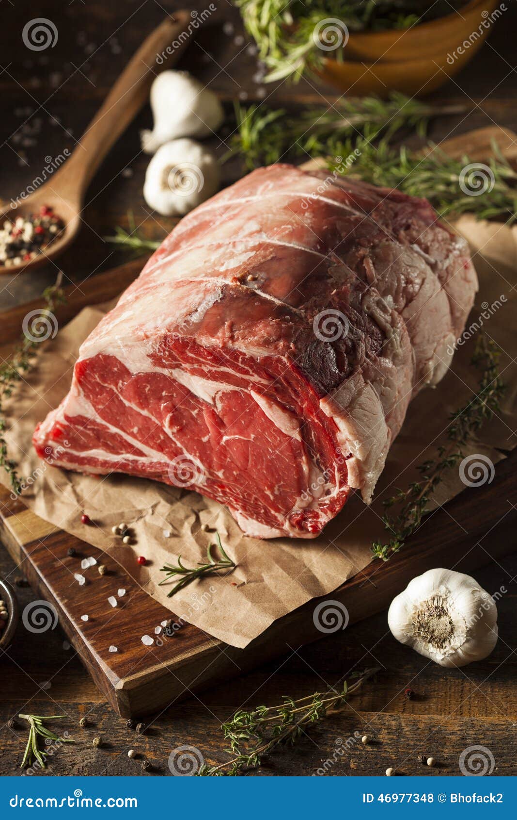 Raw Grass Fed Prime Rib Meat Stock Photo - Image of grill, delicious ...