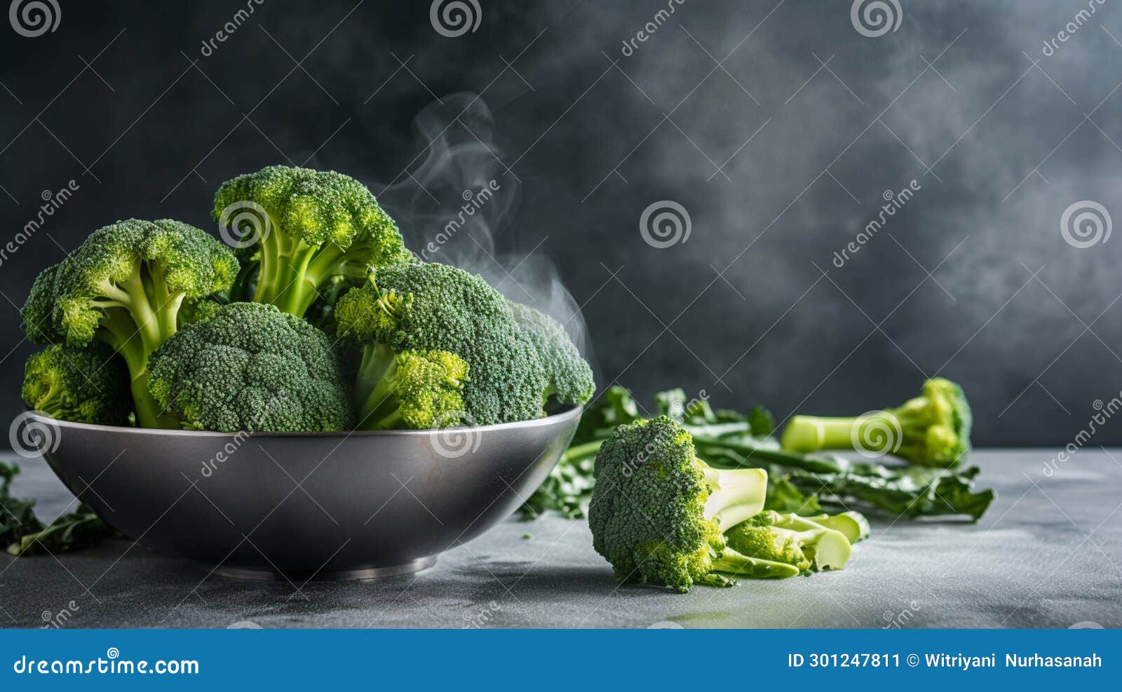 Raw Green Broccoli on Light Grey Marble Table. Generative Ai Stock ...