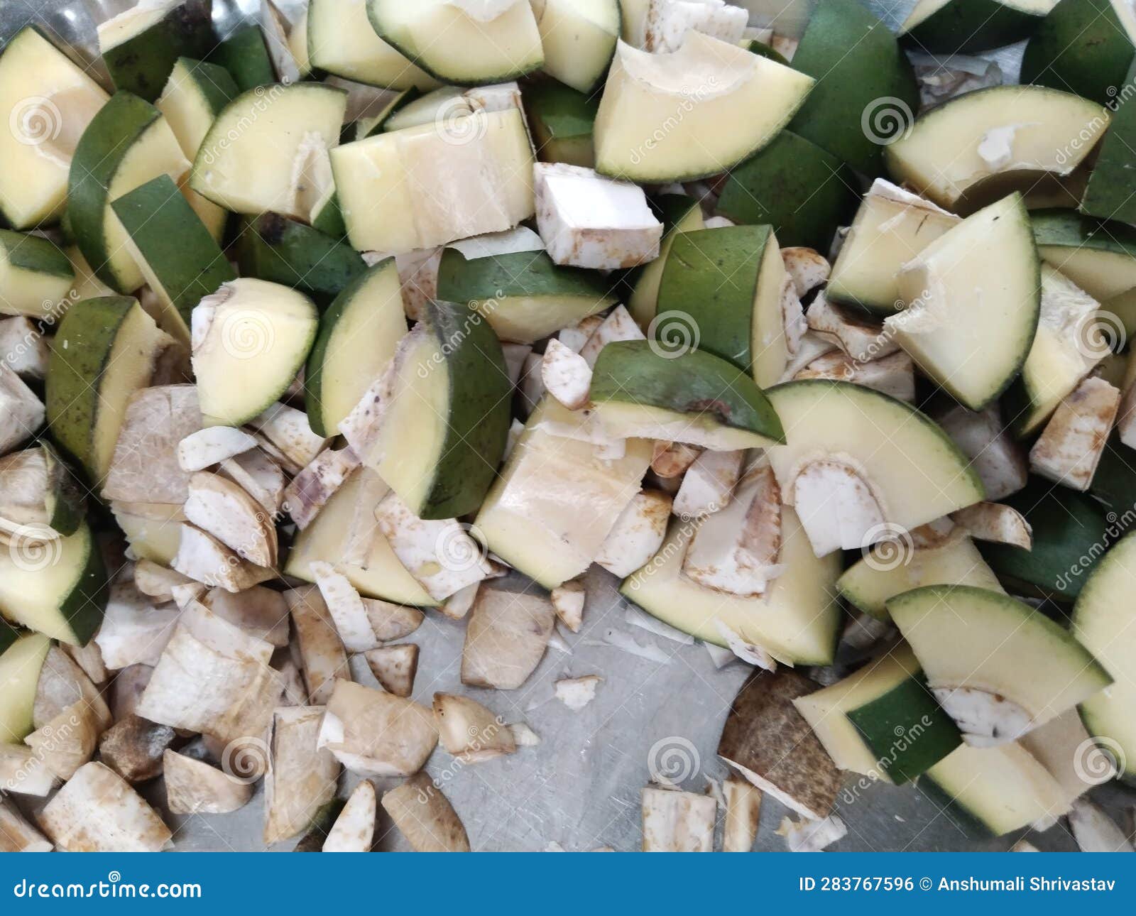 Raw Green Mango Cut Pieces for Making Pickles Stock Photo - Image of ...