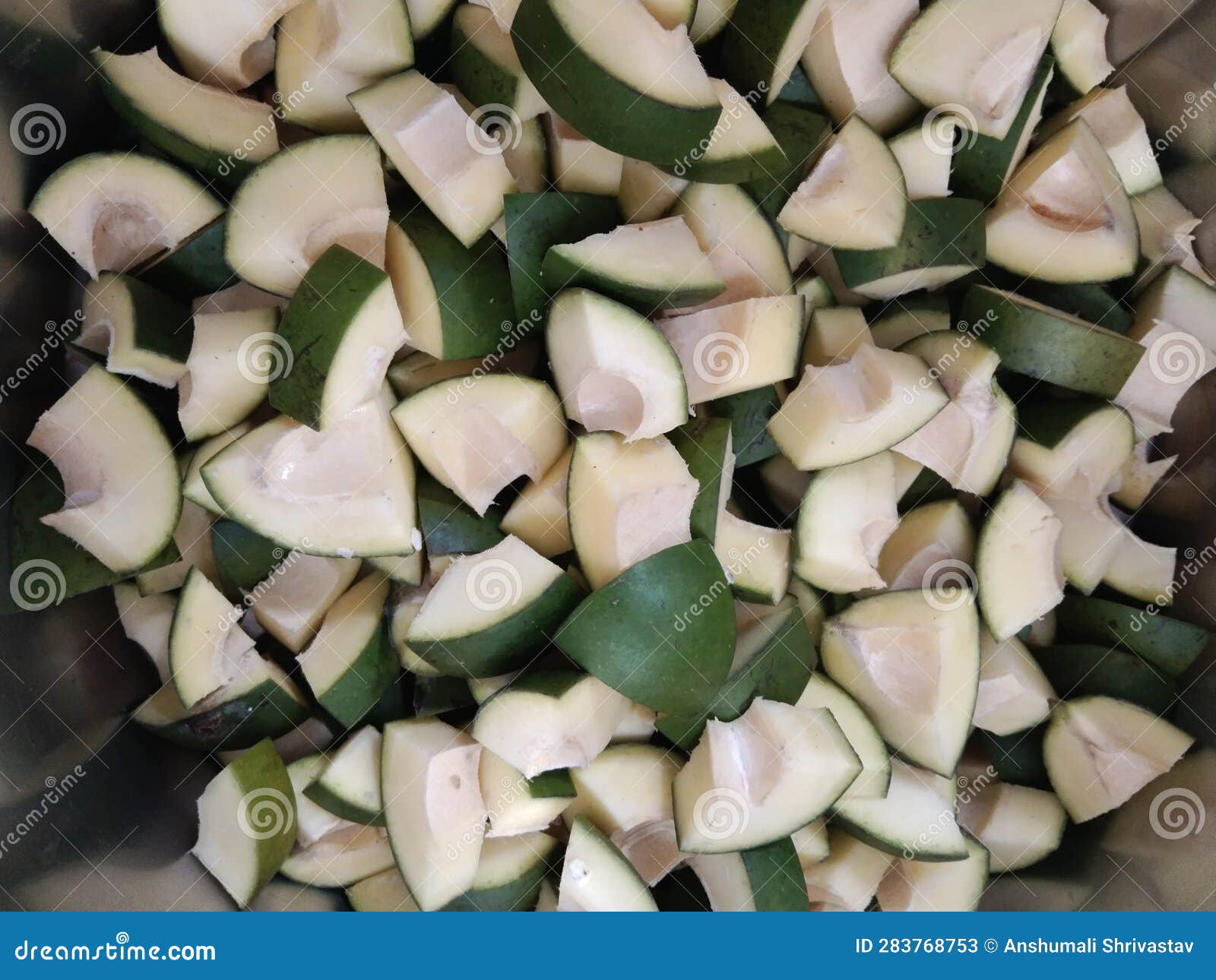 Raw Green Mango Cut Pieces for Making Pickles Stock Image - Image of ...