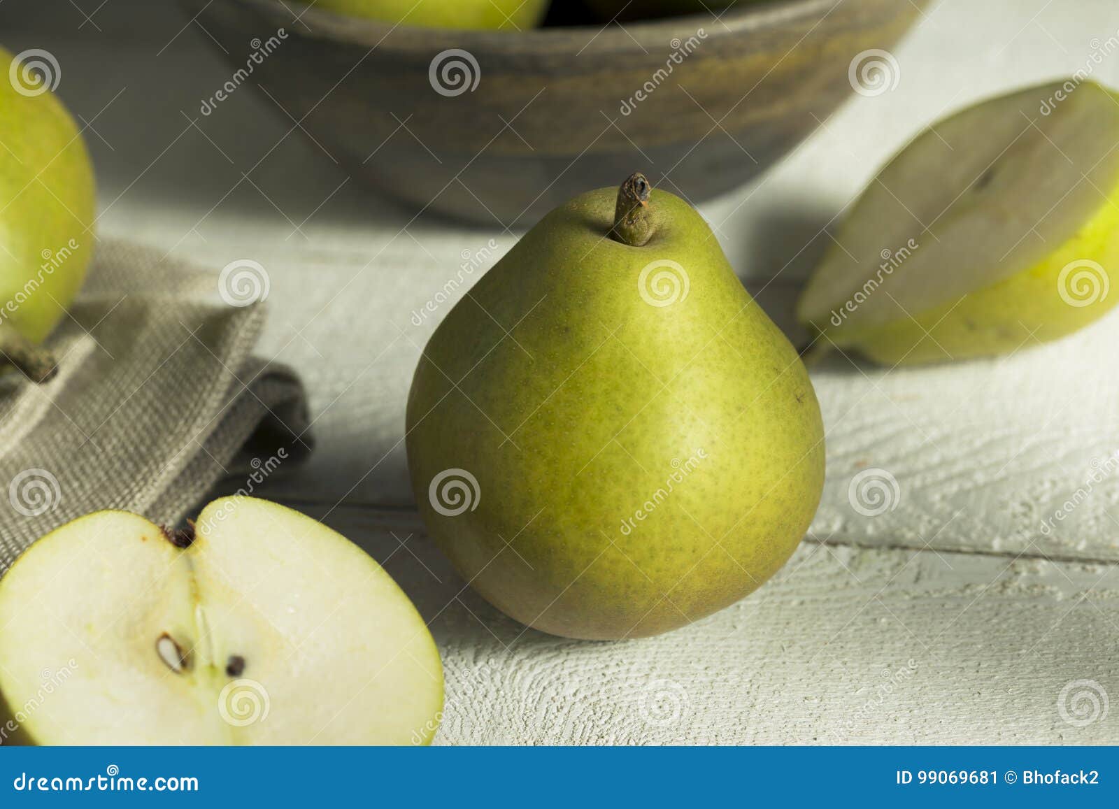 Raw Green Organic Seckel Pears Stock Image - Image of sliced, organic ...