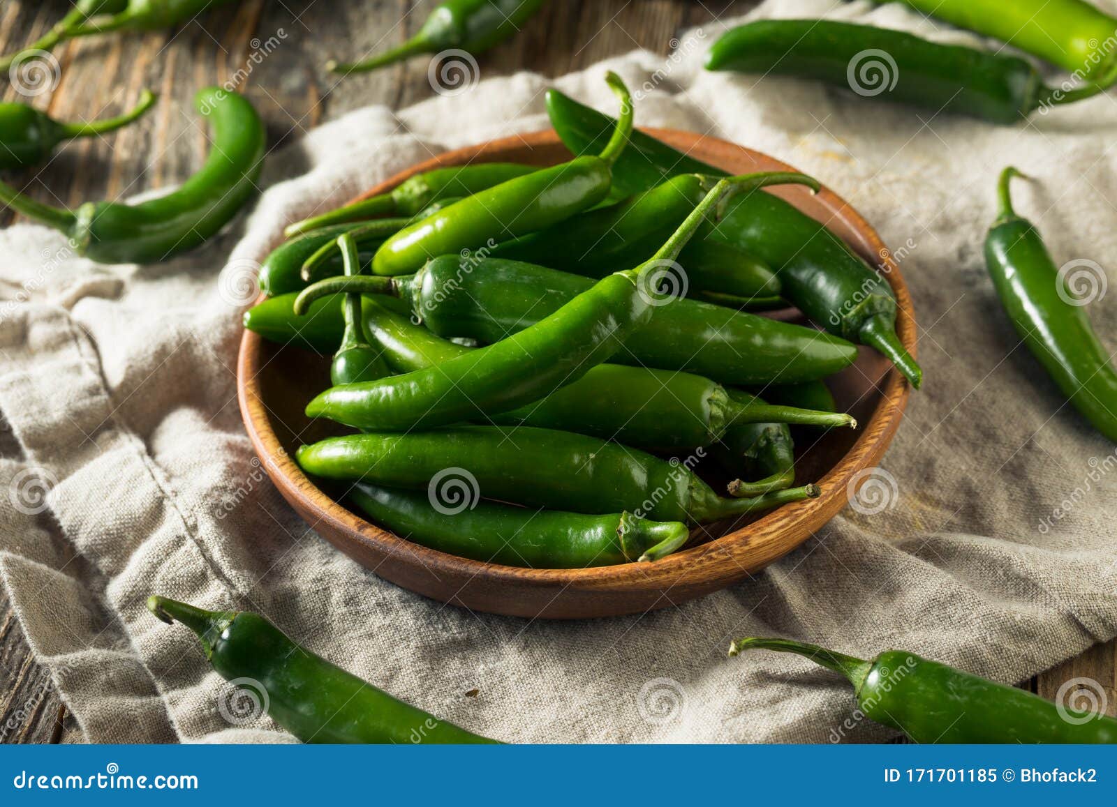 Raw Green Organic Serrano Peppers Stock Image - Image of food ...