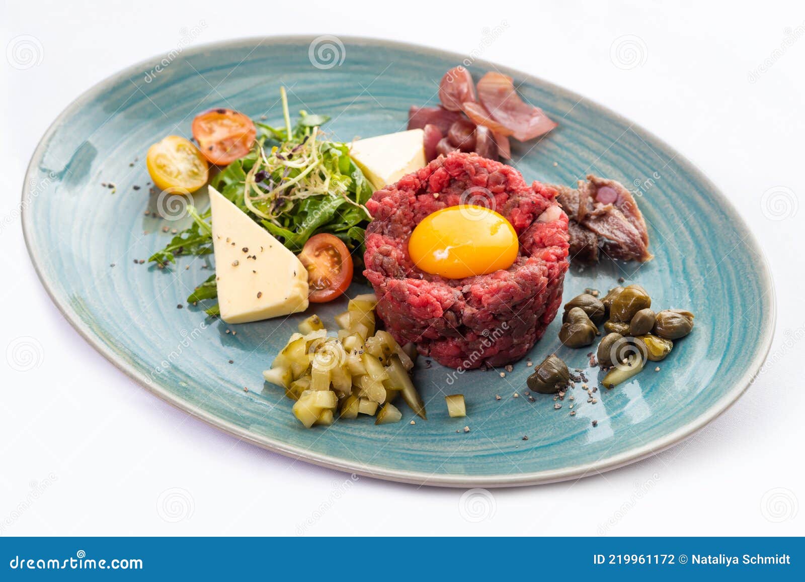 Raw Ground Beef with Egg. German Cuisine Dish Stock Photo - Image of ...