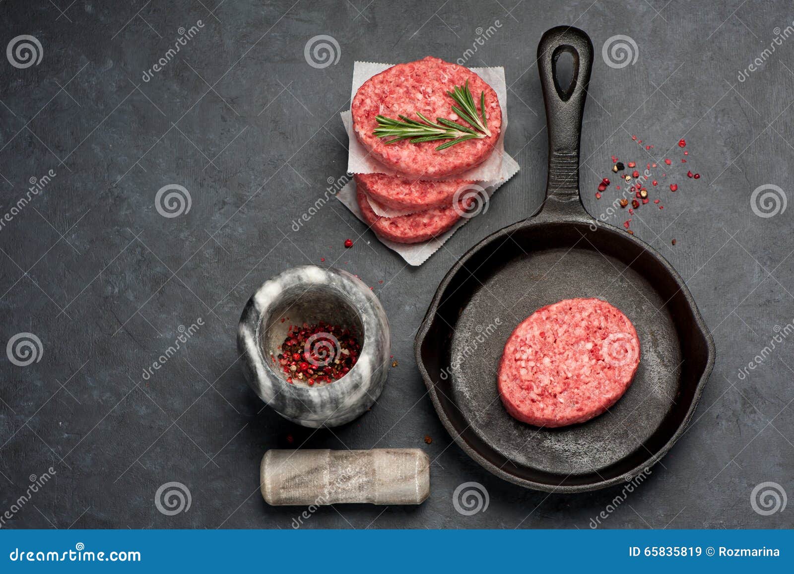 Raw Burger Cutlets Isolated On White Background. Three Breaded Beef ...