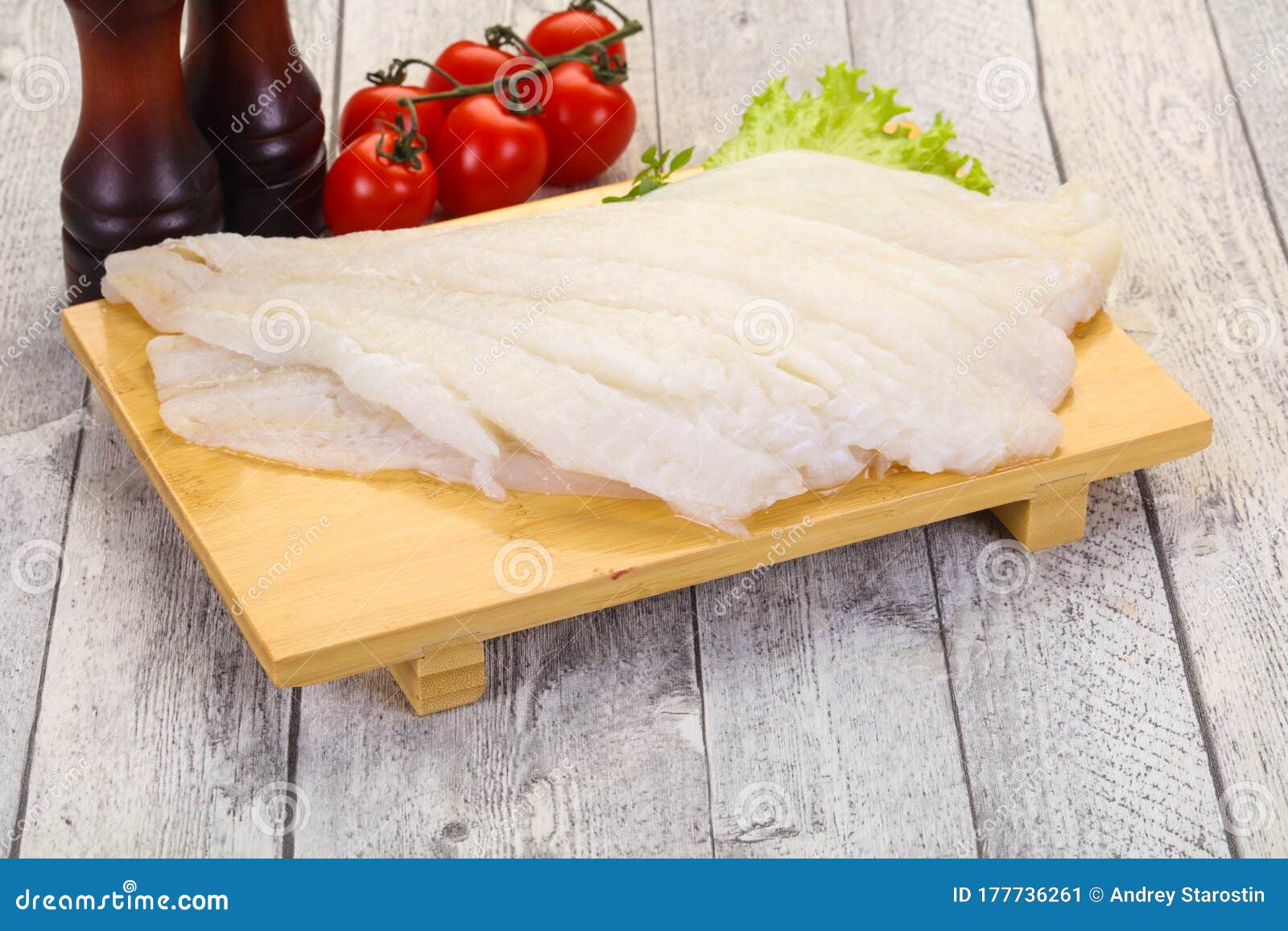 Raw halibut fillet stock image. Image of filet, board - 177736261