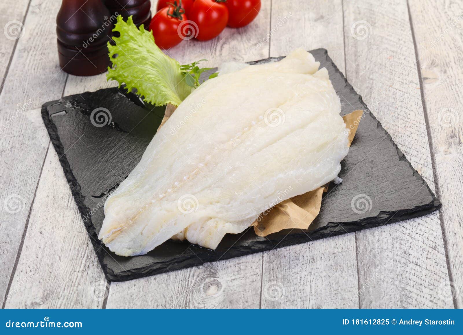 Raw halibut fillet stock image. Image of luxurious, piece - 181612825