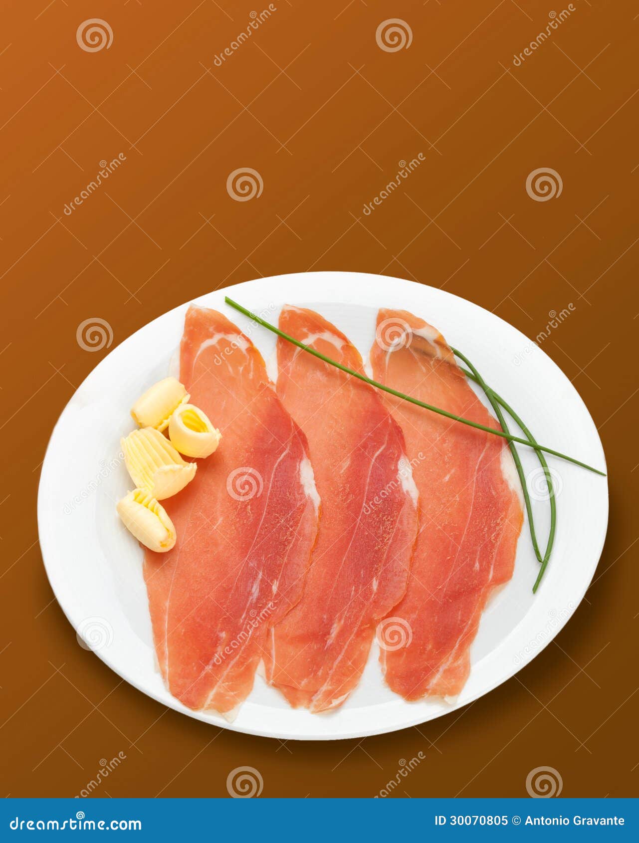 Raw ham stock image. Image of butcher, chive, shop, sliced - 30070805